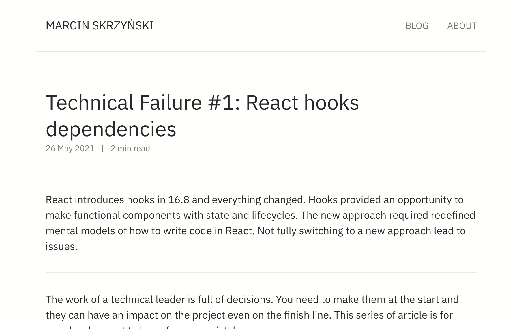 Technical Failure #1: React hooks dependencies | Marcin Skrzyński's Blog